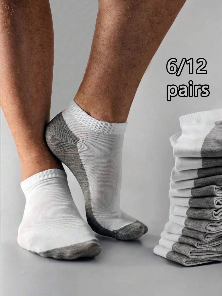 6/12 Pairs Men/Women Soft Comfortable Solid White Socks, Breathable, Sports, Warm, Casual ...