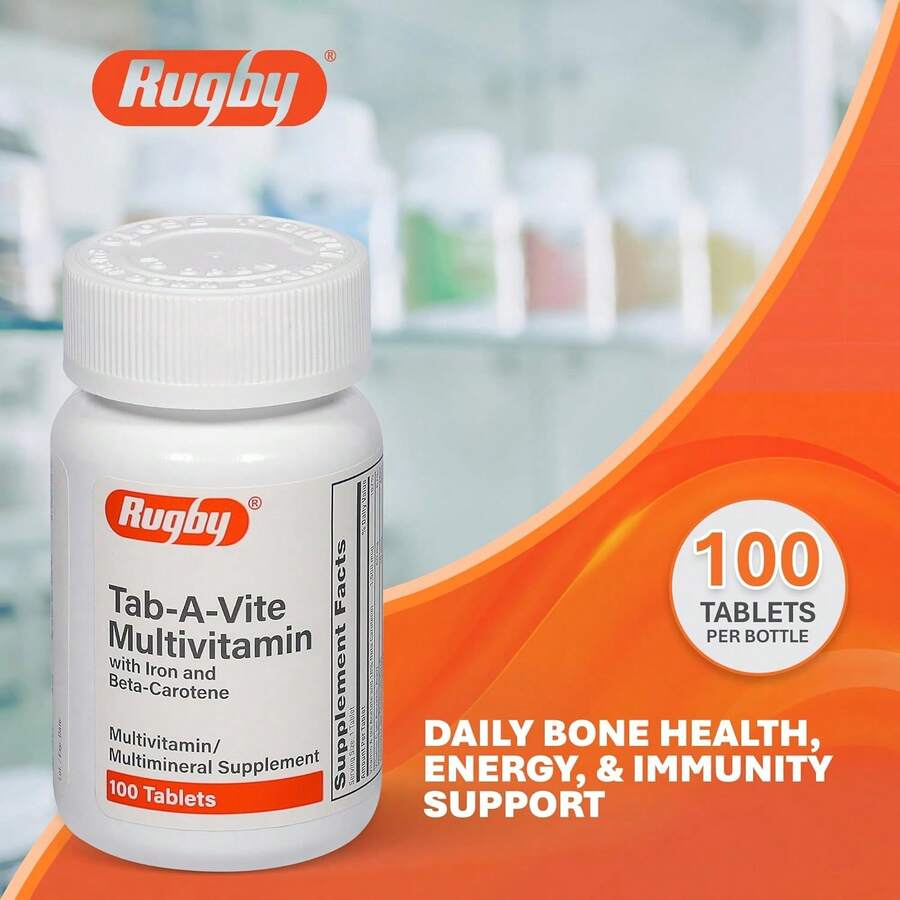 Rugby Tab-A-Vite Multivitamin With Iron And Beta-Carotene - Daily ...