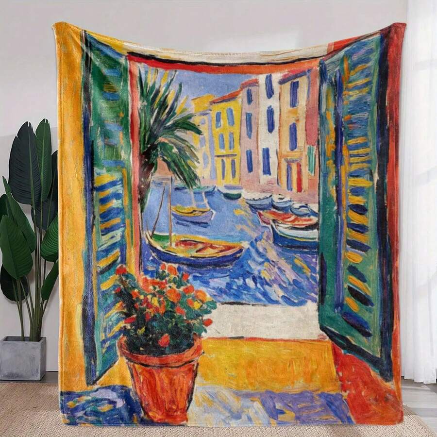 [Open Jit]1 Piece Blanket, Creative Simple Printed Blanket, Warm ...