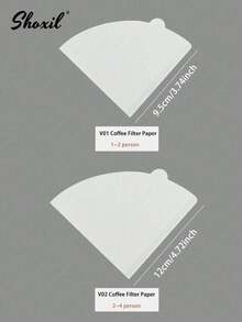 shoxil 50/100/150/200pcs Coffee Filter Paper, Cone Shaped Paper Filters ...