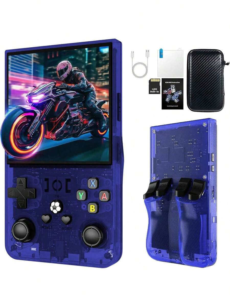 R36MAX Retro Handheld Console, 128G Built-In Memory Card, 4 Inch IPS ...