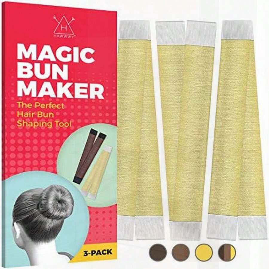 3 Piece Hair Bun Maker, Easy Snap-And-Roll Tool, Magic Bun Tool, Donut ...