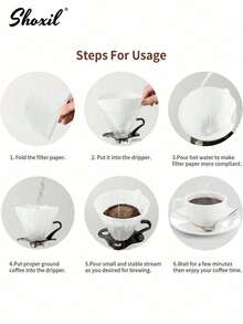 shoxil 50/100/150/200pcs Coffee Filter Paper, Cone Shaped Paper Filters ...