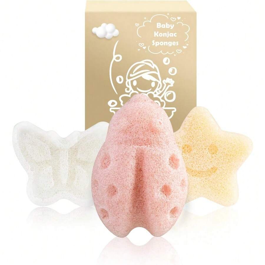 MoHern Konjac Baby Sponge For Bathing, 5Pcs Natural Cute Shapes, Kids ...