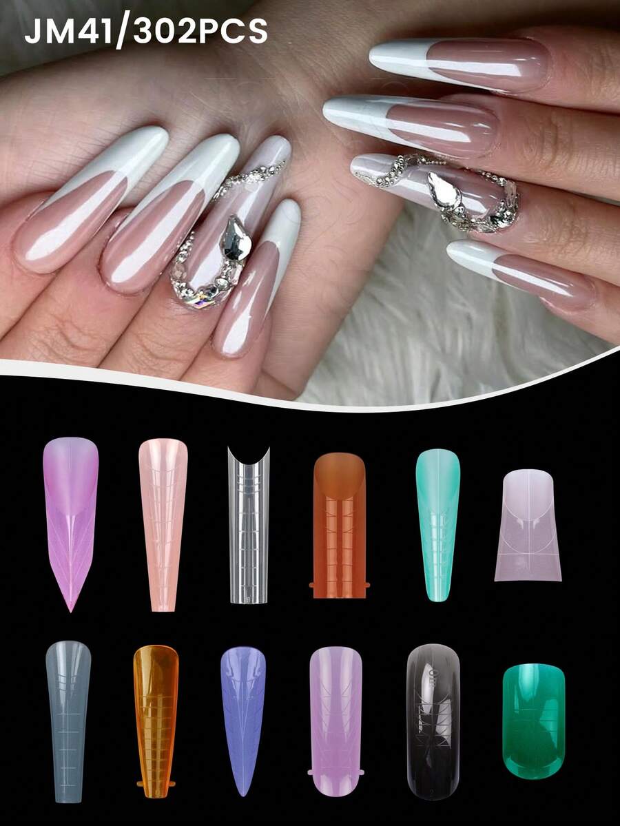 YOKEFELLOW 60/75/302PCS Color Dual Nail Forms For Poly Nail Extension ...