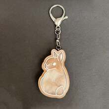 1pc Cute Rabbit Fur Keychain, Rabbit Hair Keychain Pet Hair Memorial ...