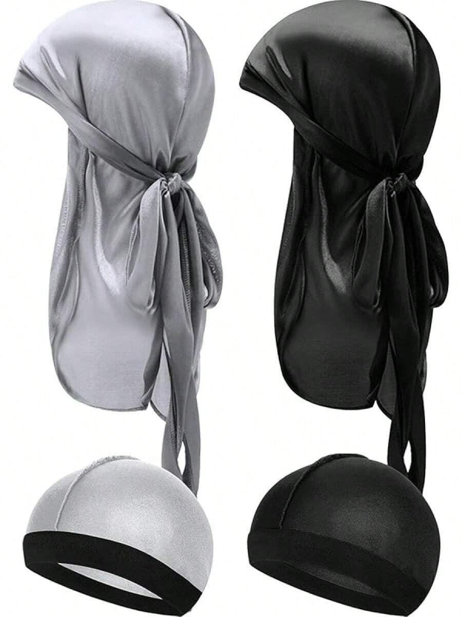 4 Pieces Silky Durag With Wave Caps Set Unisex Durags Long Tail And ...