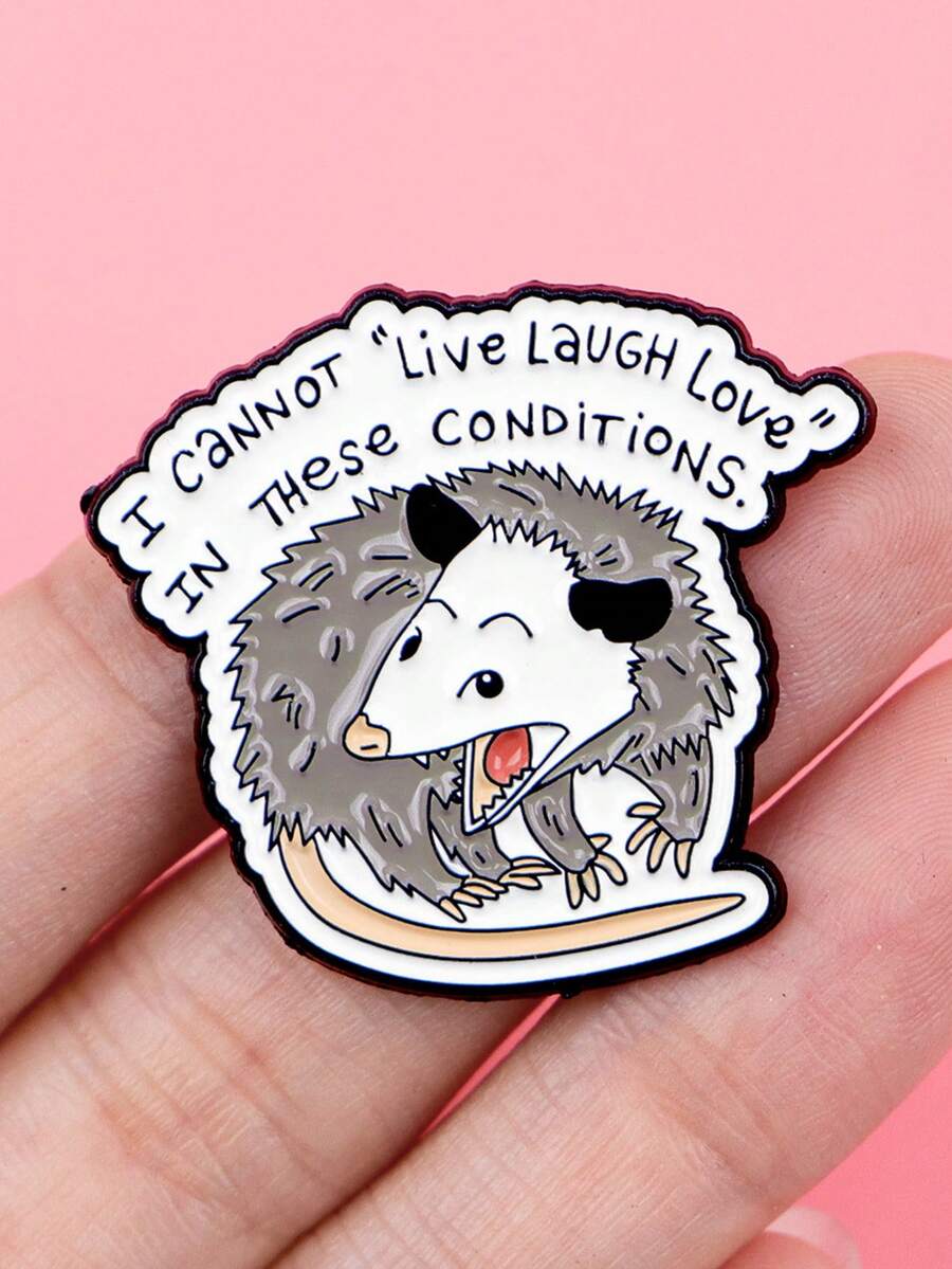 1PC Cartoon Opossum Enamel Pin Quotes Brooch Pines Lapel Pins Badge On ...