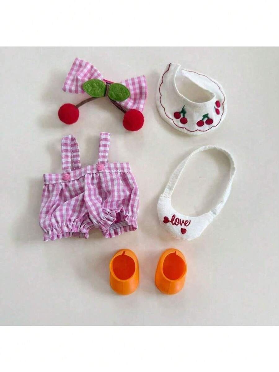 15-17cm Labubu Cherry Overalls, Hat, Bag, Shoes Set, Outfit For Labubu ...