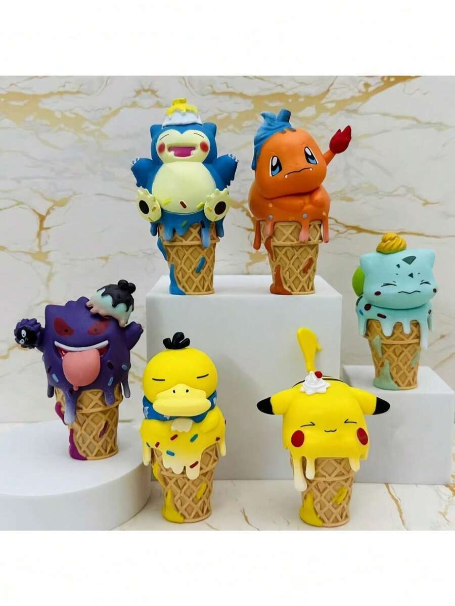 pokemon 6pcs Pokemon Ice Cream Popsicle Model Figurines, Suitable As ...