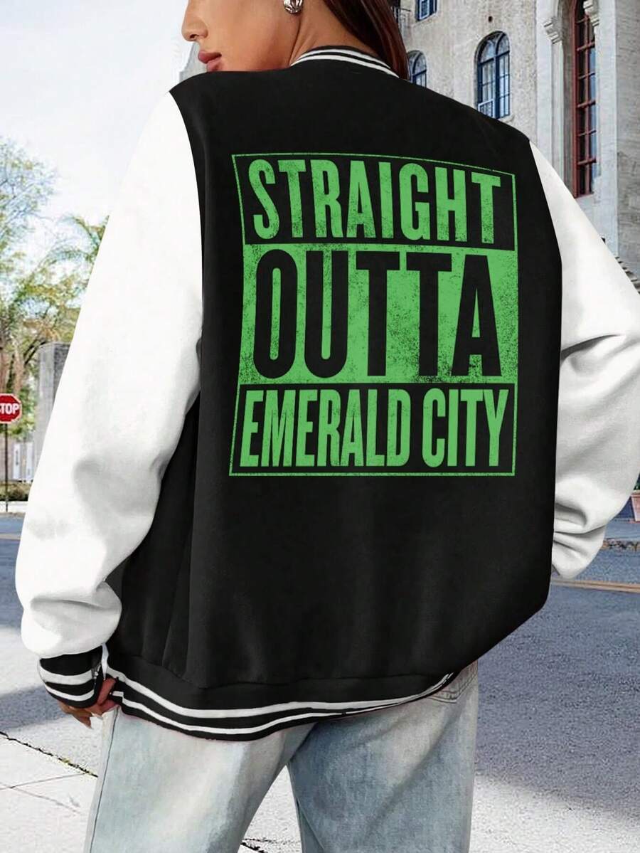 Chaqueta bomber con capucha de béisbol de la Ciudad Esmeralda para ...