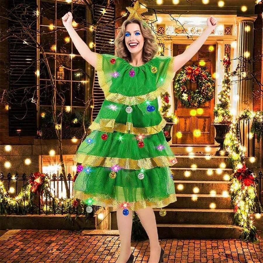 Christmas Tree Costume Set For Women, Women Christmas Outfit, Layered ...