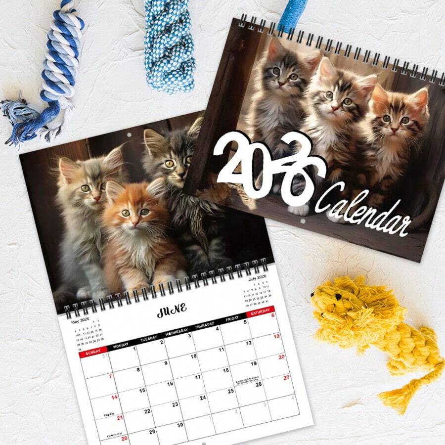 A Cute Kitten Wall Calendar For 2026, Three Cute Cat Cub Cover Design ...