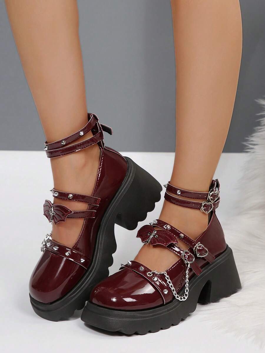 Zapatos de plataforma con hebilla de remache, estilo británico para ...
