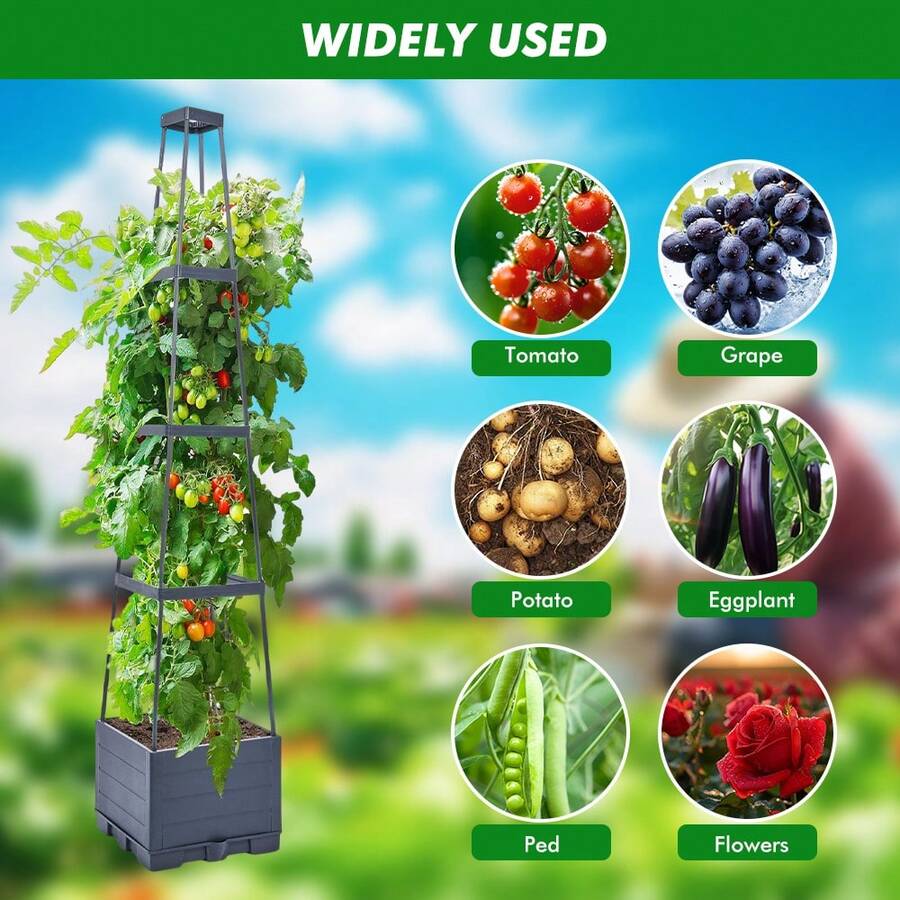 Jardinera con enrejado y depósito de agua incorporado. Jaula para ...