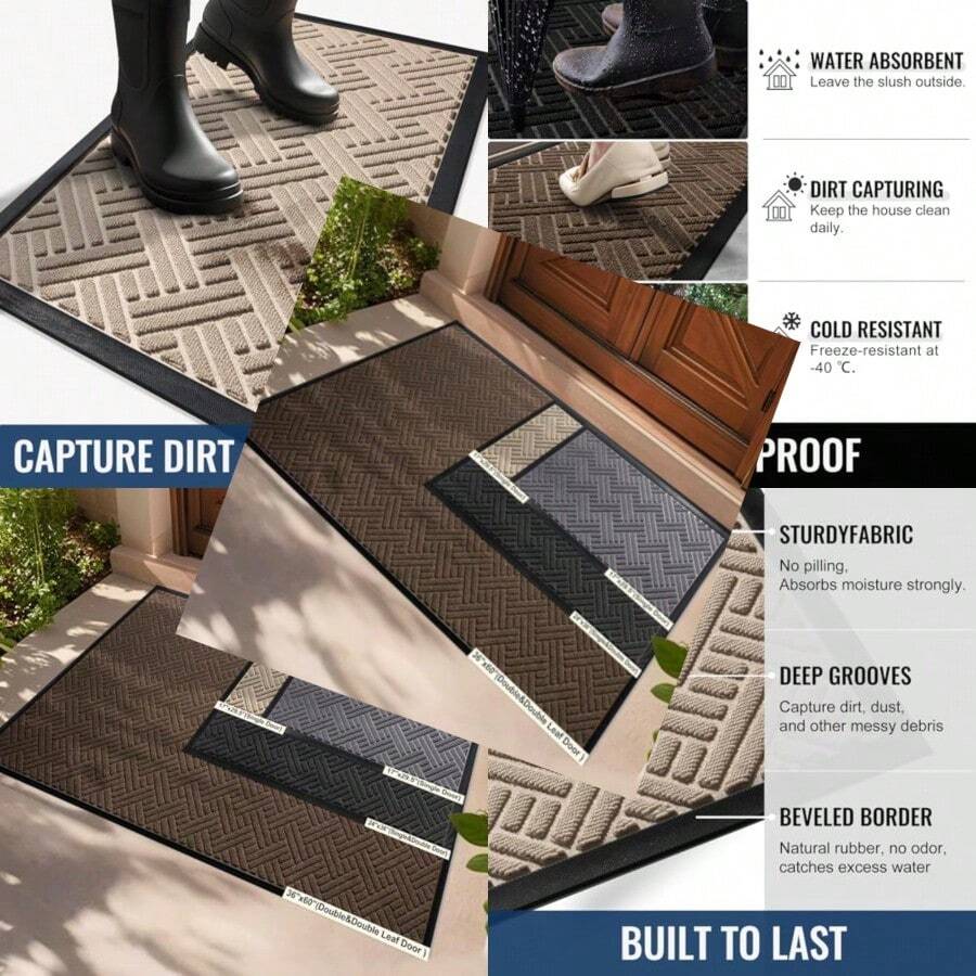 Front Door Mat Indoor Outdoor Entrance 29.5" X 17" Welcome Mat For ...