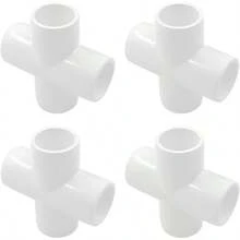 4 Pcs 1 2" Cross PVC Pipe Fitting 4 Way Elbow Pipe Connector Furniture Grade Corner Fittings PVC ...