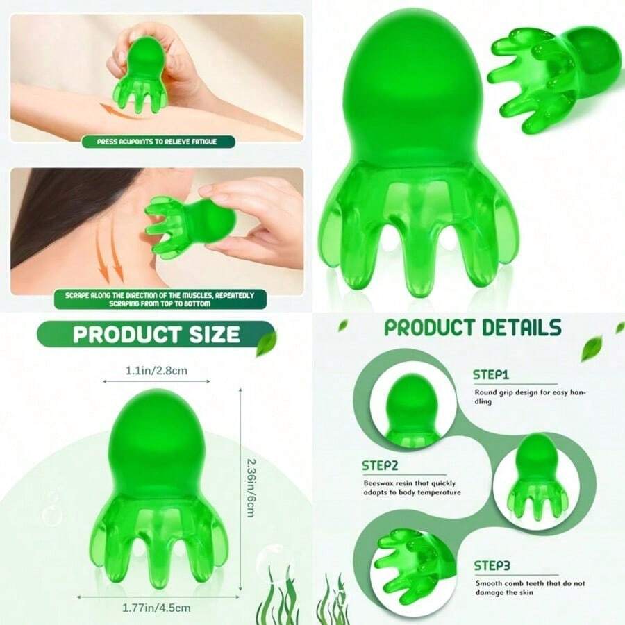 Green OctopusShaped Head Scratcher Head Spa Tools For Deep Relaxation ...