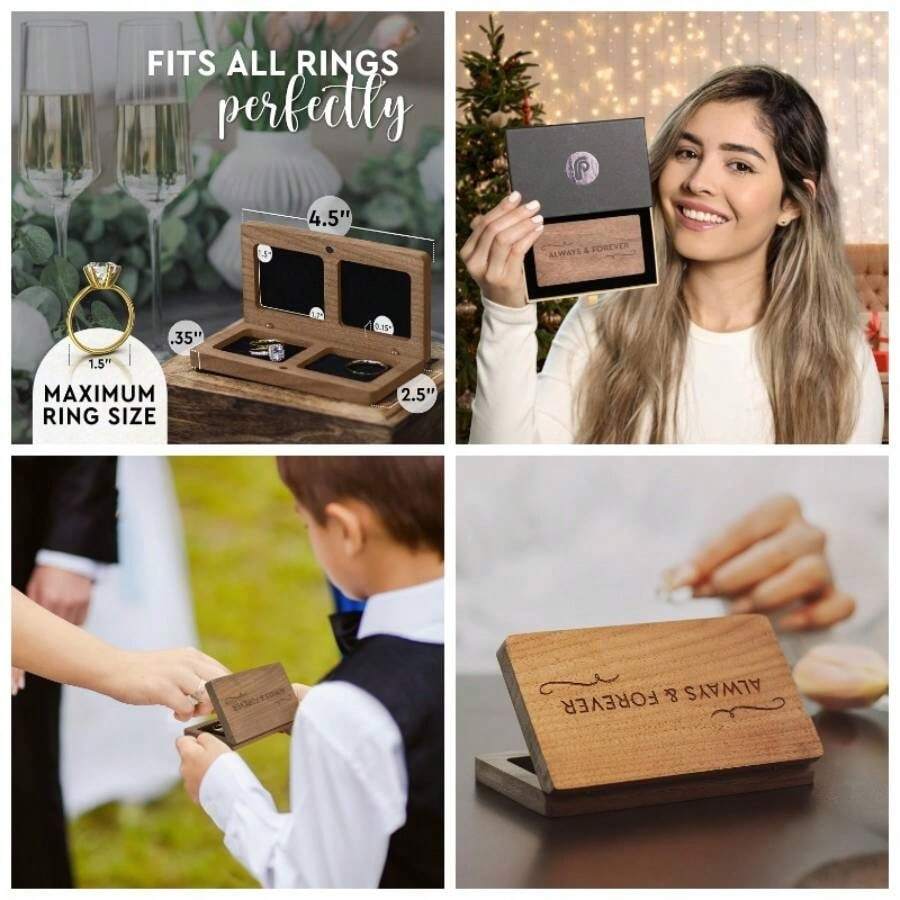 Ring Box Wedding Ceremony - Wooden Ring Bearer Box Wedding Accessories ...