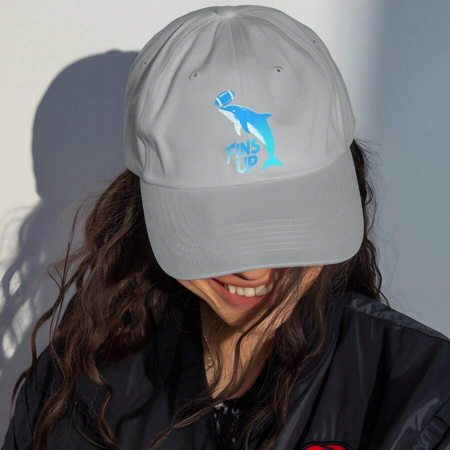 Dolphin Playing Football Fins Up Cap Cute Dolphin Sports Cap Football ...
