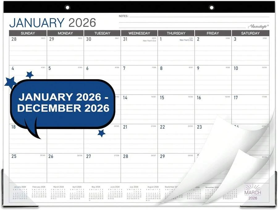 2026 Desk Calendar - Desk\/Wall Calendar 2026, JAN 2026 - DEC 2026 ...