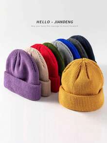 1pc Oversized Thick Knit Beanie Hat For Women, Loose Fit Warm Ear Muff ...