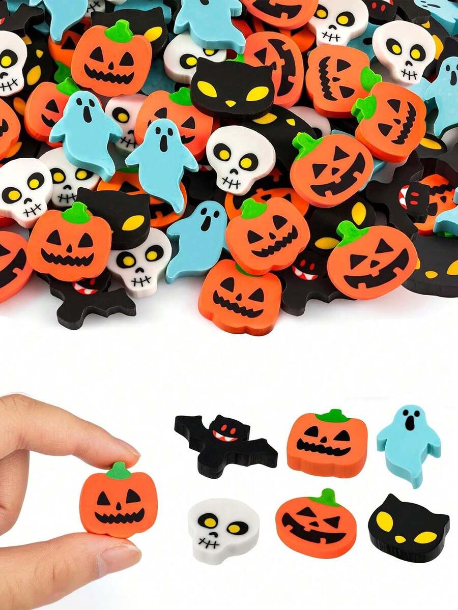 20/50/100pcs-Halloween Mini Erasers,Halloween Erasers,Pumpkin Ghost Bat ...