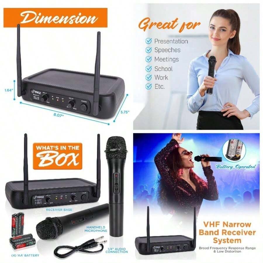 Channel Microphone System - VHF Fixed Dual Frequency Wireless Set With ...