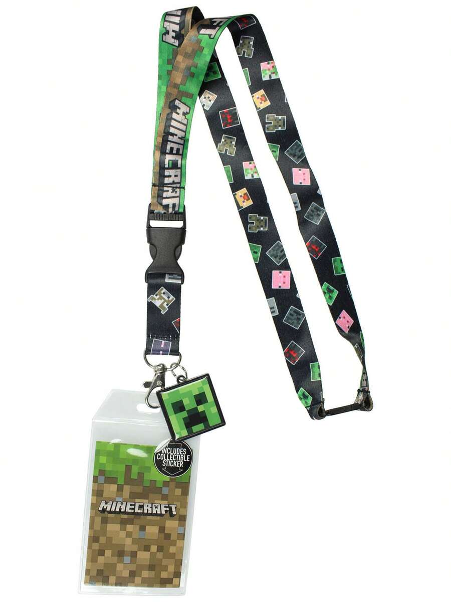 Minecraft Minecraft ID Lanyard Badge Holder Classic Logo With Metal ...