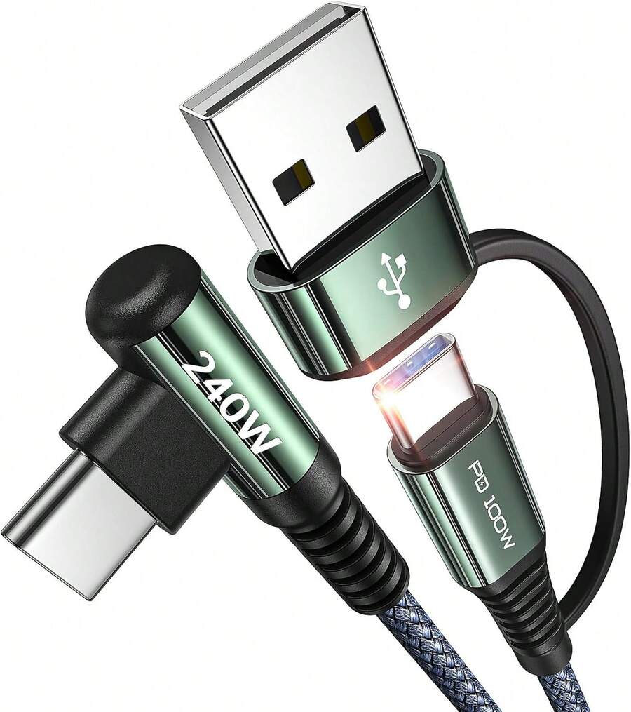 AINOPE 240W Long USB C 10 Ft USB C Fast Charging Type C Right Angle Fit ...