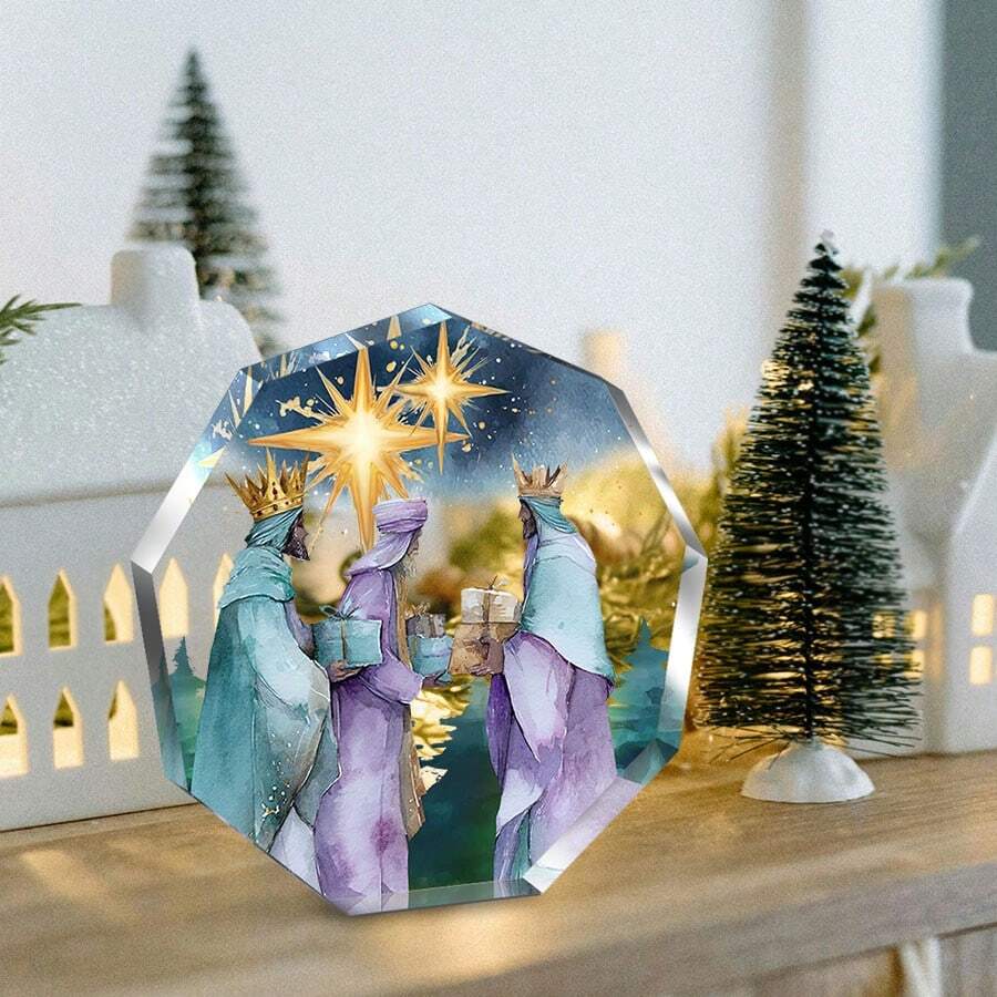 1pc Christmas Theme Nativity Acrylic Plaque, Three Kingdoms Pilgrimage ...