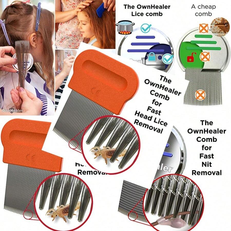 OWNHEALER Professional Lice Comb Kit For Lice Nits And Dandruff Removal ...