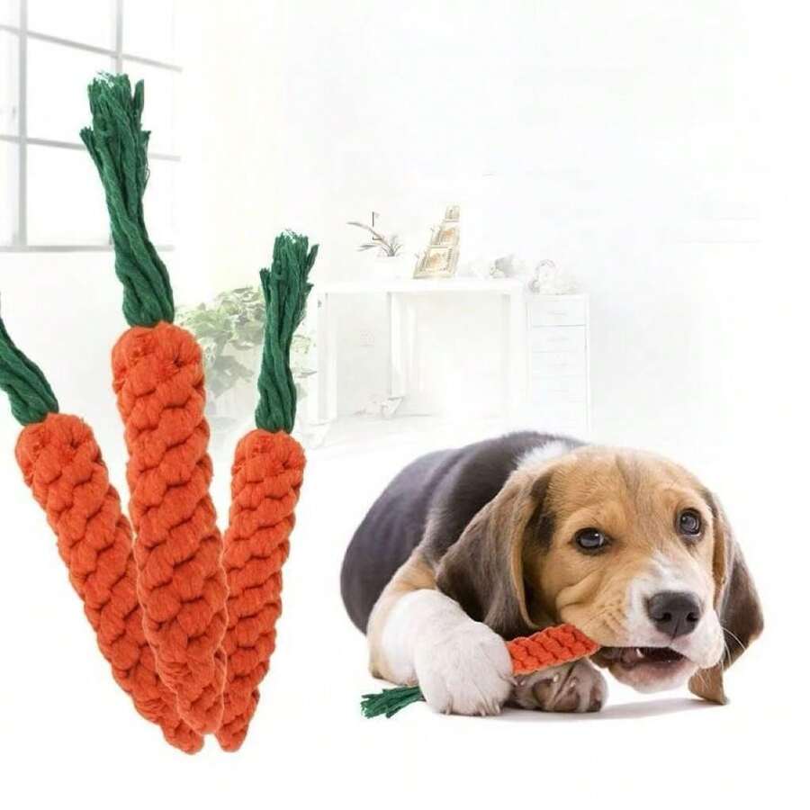 1pc Carrot Shaped Pet Chew Rope Toy, Interactive Pet Dental Toy ...