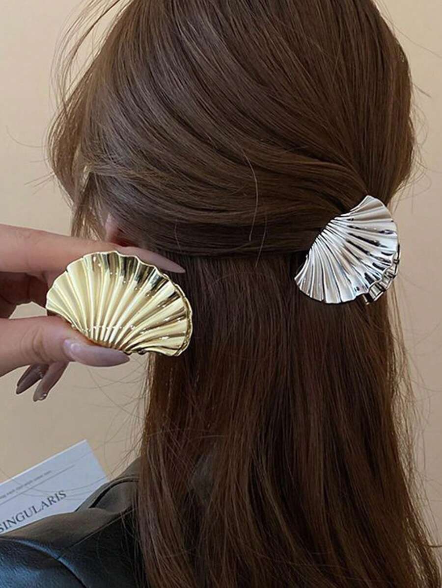 1/2pcs Shiny Shell Hair Claw Clips, Fashion Hair Accessories For Women ...