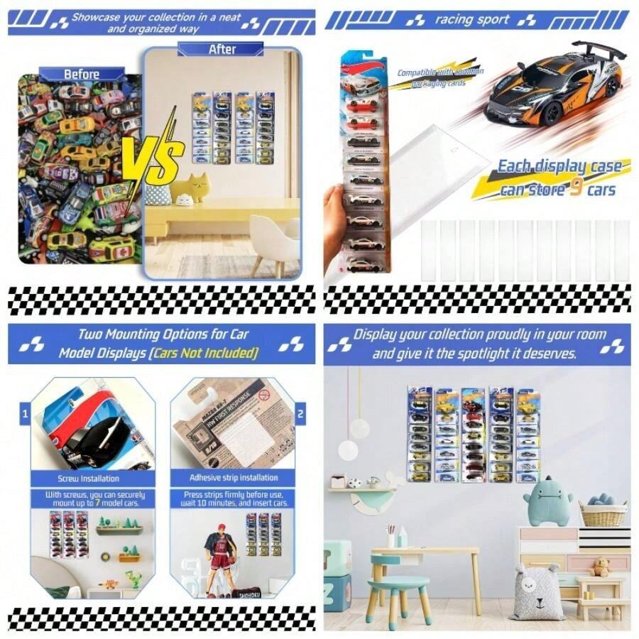 12 Pack Model Car Storage Display U2013 Wall - Mounted Organizer 4.4x ...
