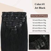 Jet Schwarze Clip In Haarverlängerungen Echthaar #1 Schwarze ...