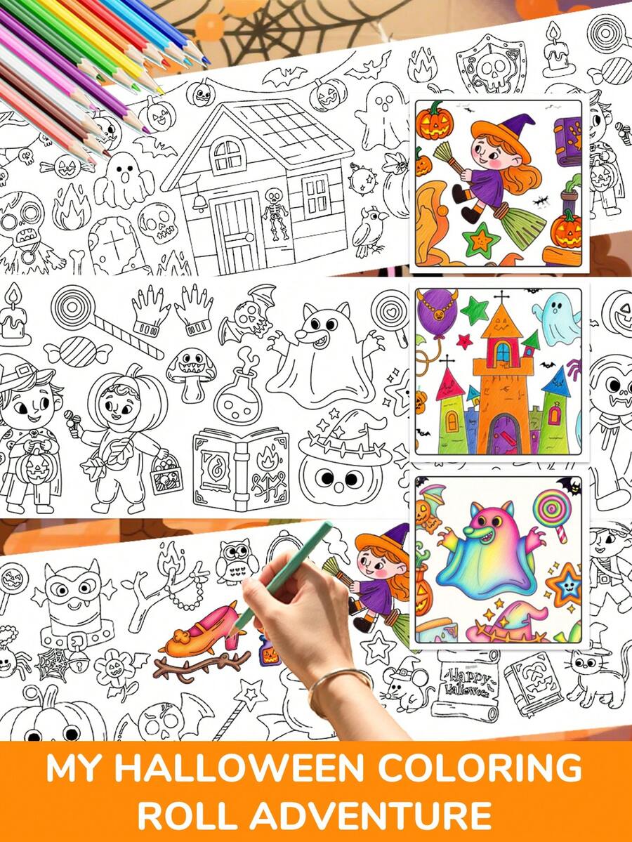 300cm Halloween Graffiti Roll For Kids - Spooky Pumpkin/Ghost/Witch ...