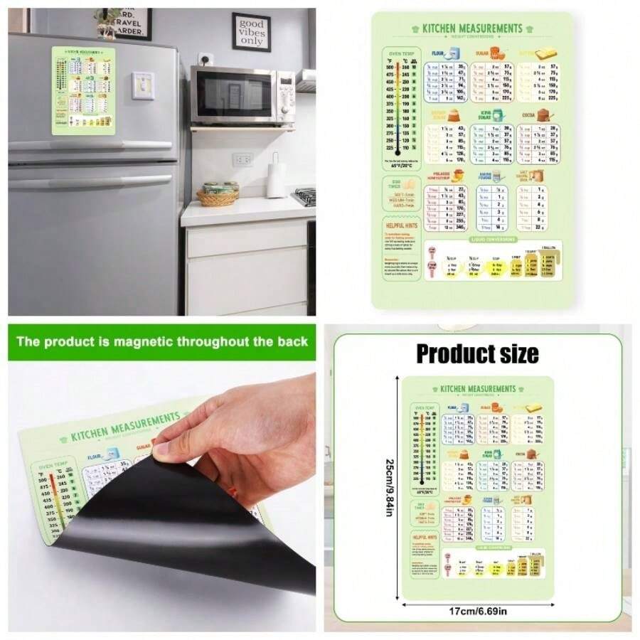 Kitchen Conversion Chart Magnet, Metric Conversion Chart Cooking ...