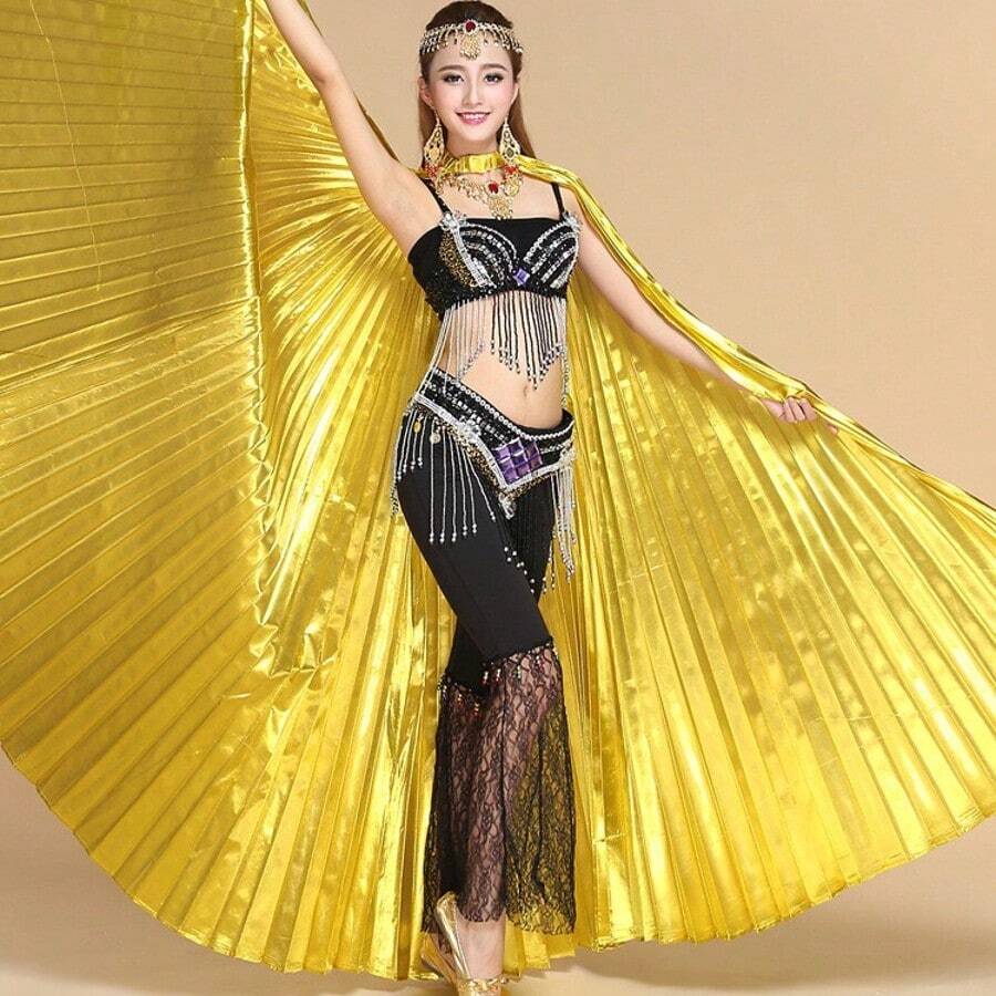1pc Belly Dance Wings, 360 Degree Butterfly Wings Cape, Gold Cloak ...