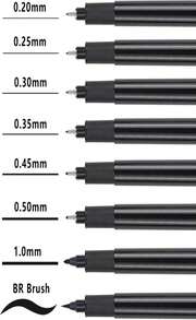 Muchcute Micro Fineliner Drawing Art Pens: 12 Black Fine Line ...
