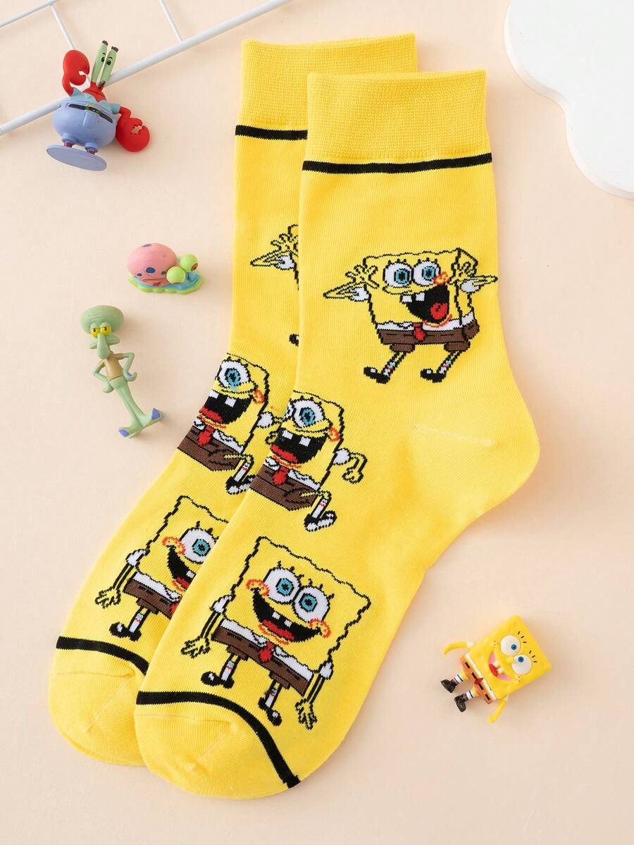 SPONGEBOB 1 Pair Men's Interesting Personalized Cute Multi-Color ...