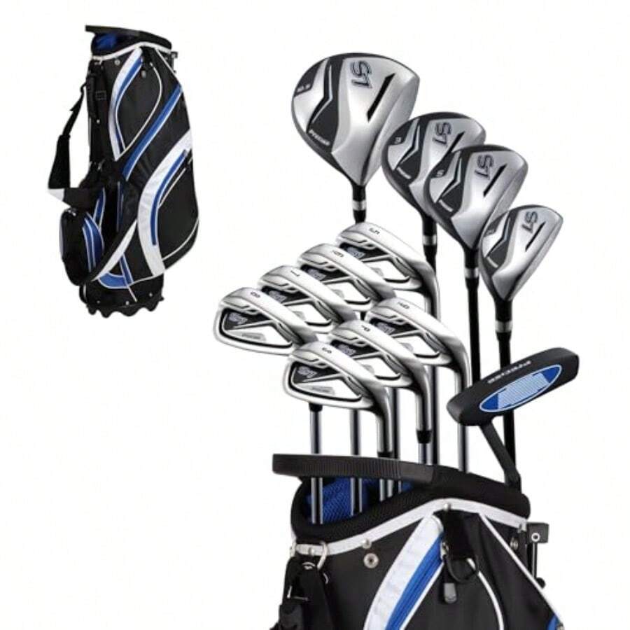 18 Piece Complete Mens Golf Club Set With Titanium Driver 3 5 Fairway ...