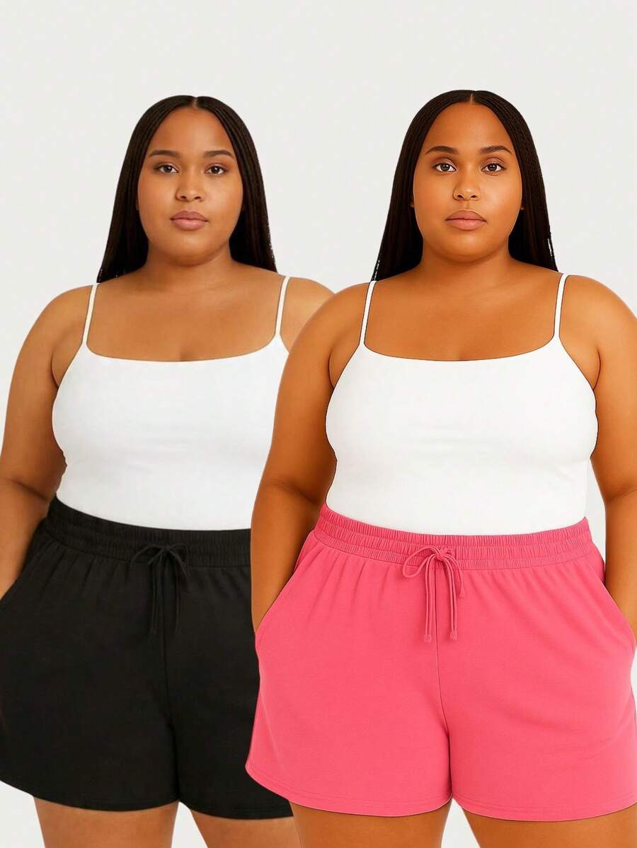 Kit 2 Shorts Plus Size Duna Fabric Women's Comfort, Lightness And Basic ...