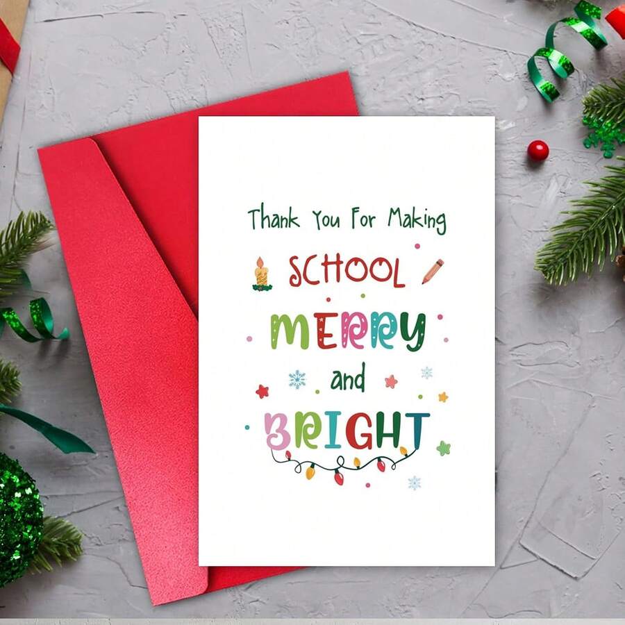 1PC.Teacher Appreciate Christmas Card, Thank You For Making School ...