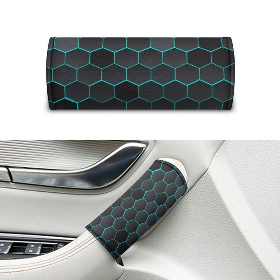 2pcs Car Handle Covers, Fluorescent Hexagon Soft Car Steering Wheel ...