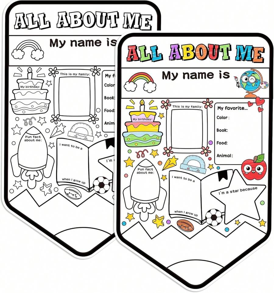 X1zuue All About Me Student Posters - 40Pcs Pencil Read All About Me ...