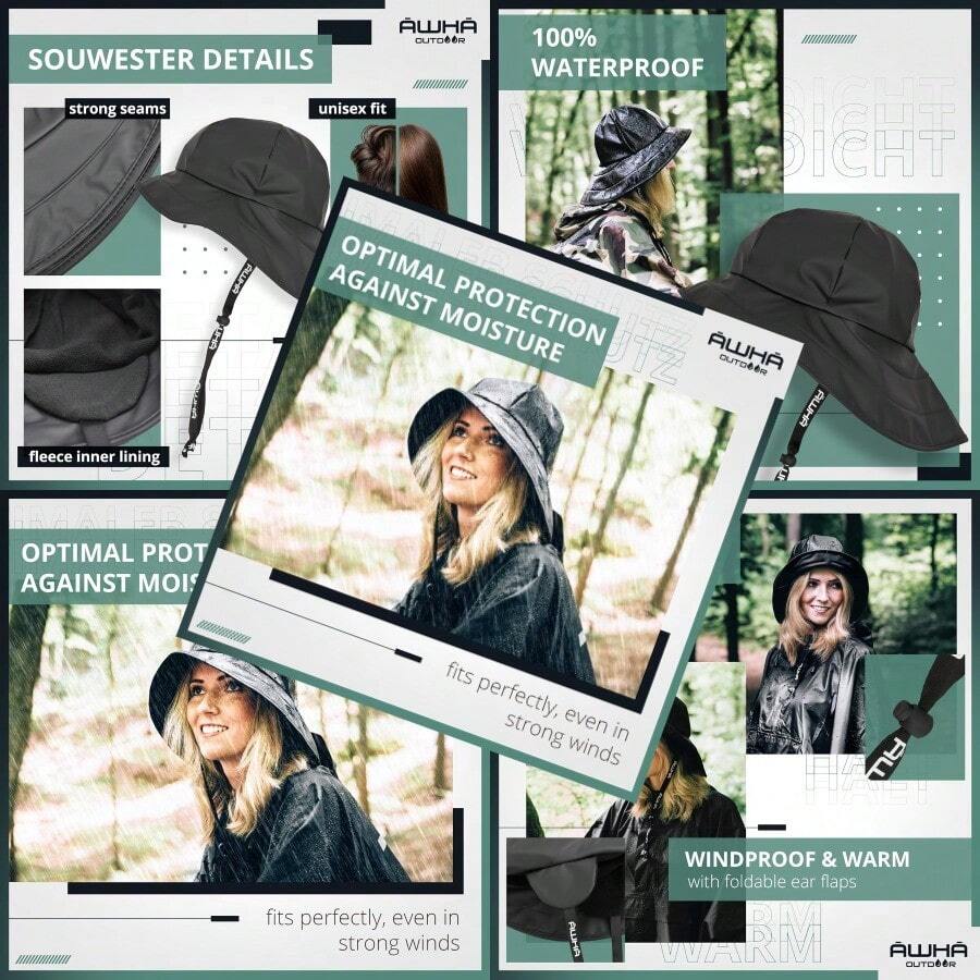 Souwester Rain Hat Waterproof Cap With Wide Brim And Earflaps | SHEIN USA