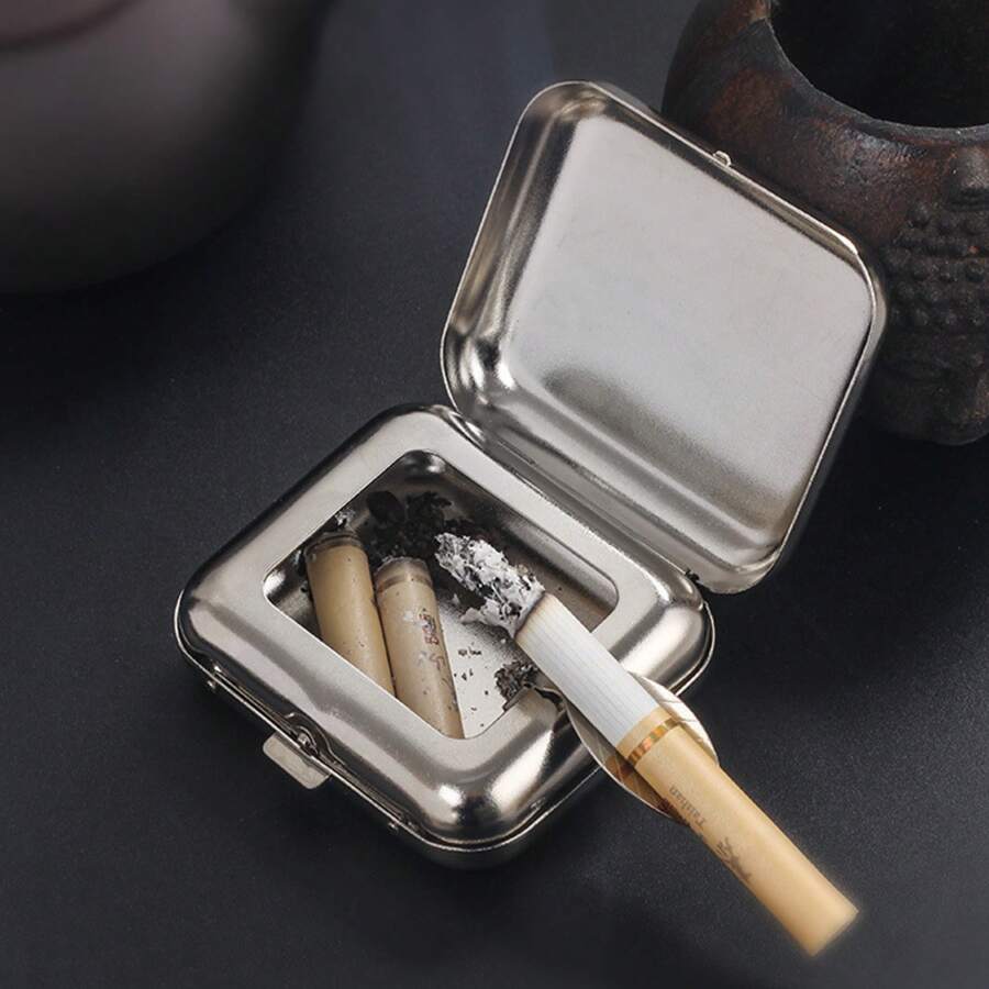 1 Piece, Mini Metal Ashtray, Portable Small Ashtray, Outdoor Portable ...