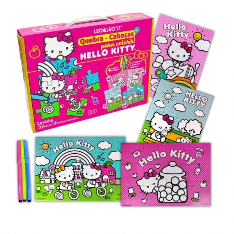 Sanrio QUEBRA CABEÇA PARA COLORIR HELLO KITTY COM 75 PEÇAS LEO&LEO ...