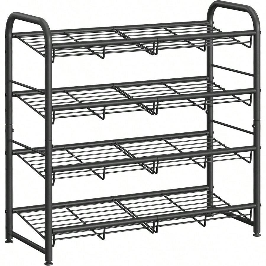 Stackable Shoe Rack, 4 Tier Metal Shoes Rack Storage Shelf, Holds Up To ...